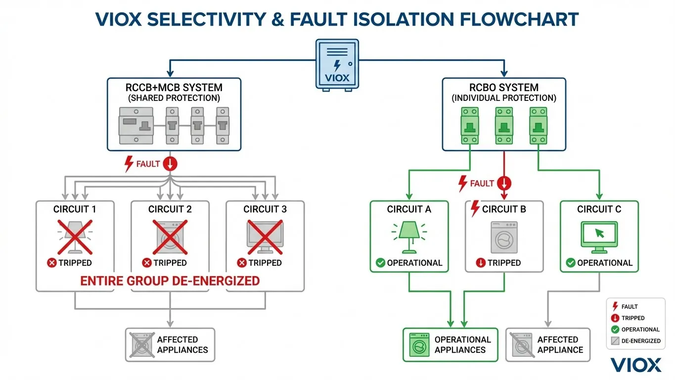 RCBO vs. RCCB + MCB: Space, Cost & Selectivity Guide | VIOX
